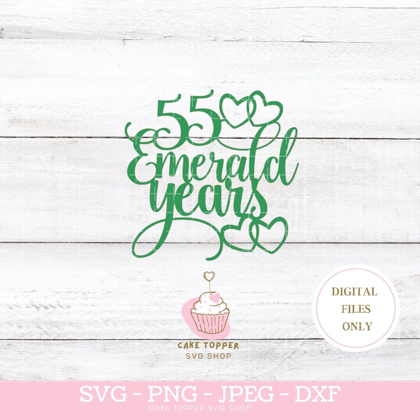 55 Emerald Years SVG. 55th Wedding Anniversary Cutfile - Etsy