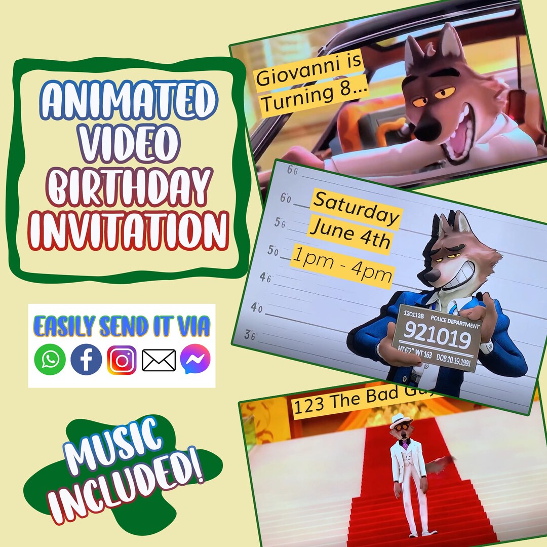 The Bad Guys ANIMATED VIDEO Invitation The Bad Guys Movie Etsy The Bad Guys ANIMATED VIDEO Invitation The Bad Guys Movie Etsy