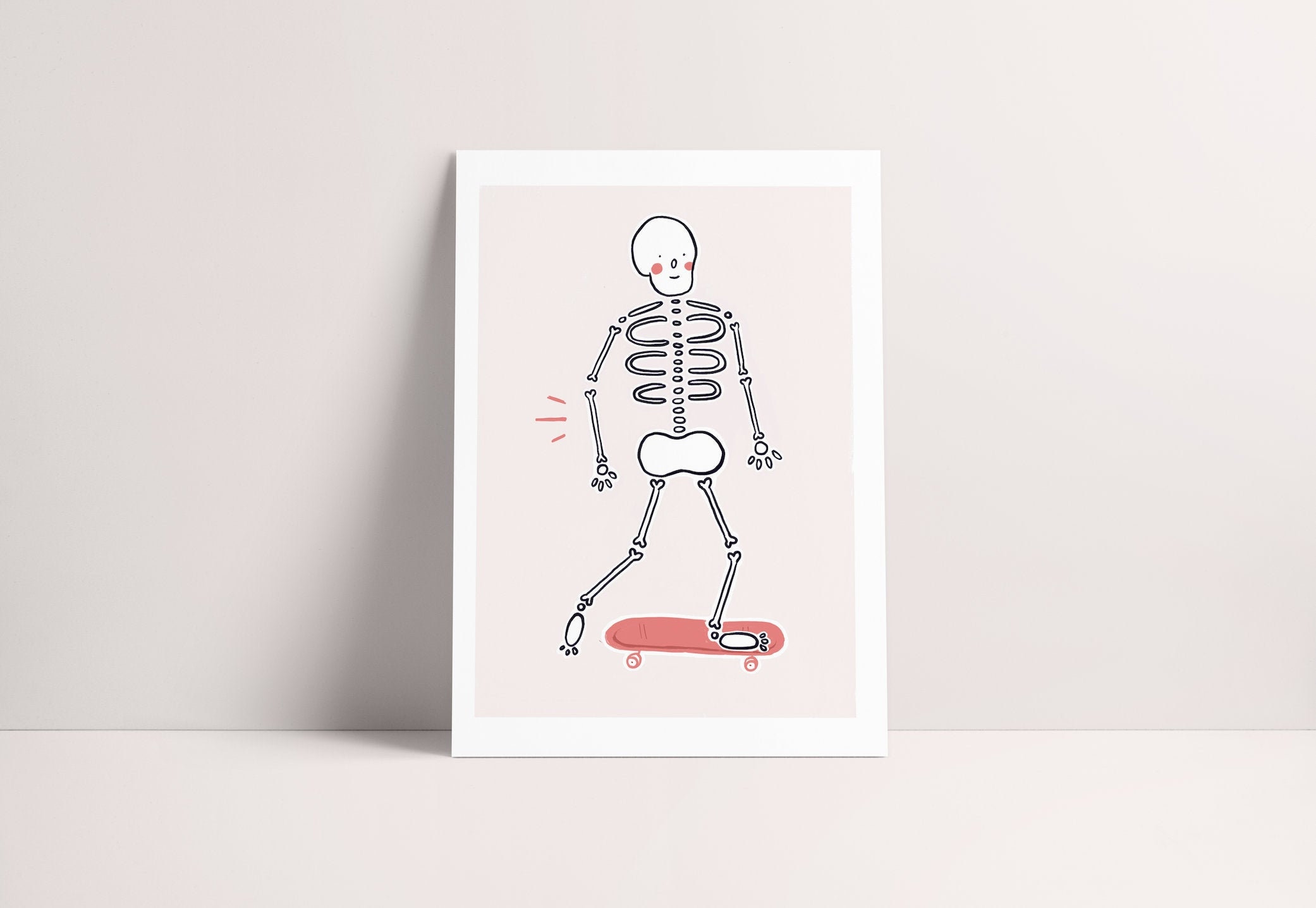 Skateboarding Skeleton Art Print A4 Illustration - Etsy UK