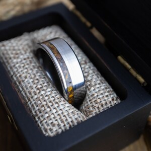 Tungsten and Tigers Eye Wedding Band, Offset Inlay Stone Wedding Ring ...