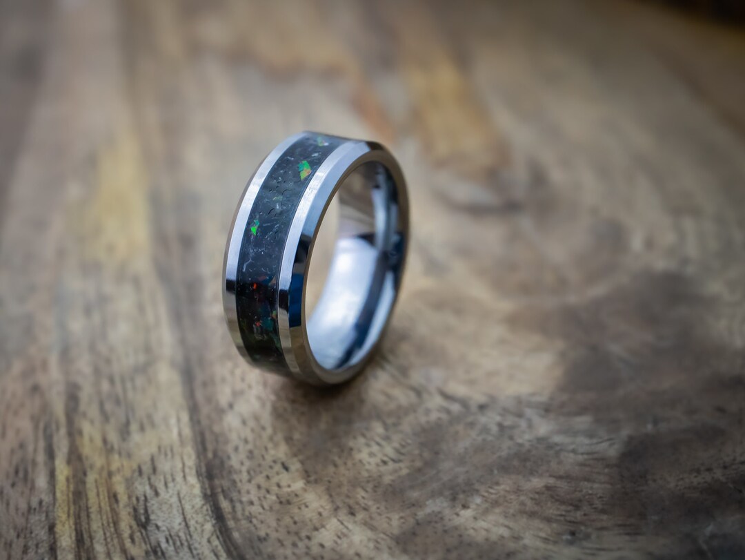 Tungsten Ring Deep Space Ring Meteorite Tungsten Ring Opal - Etsy
