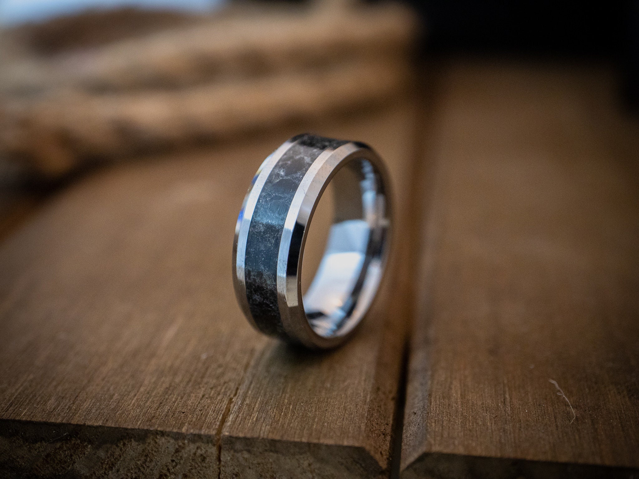 Obsidian Ring Tungsten Ring Tungsten Obsidian Ring Wedding - Etsy