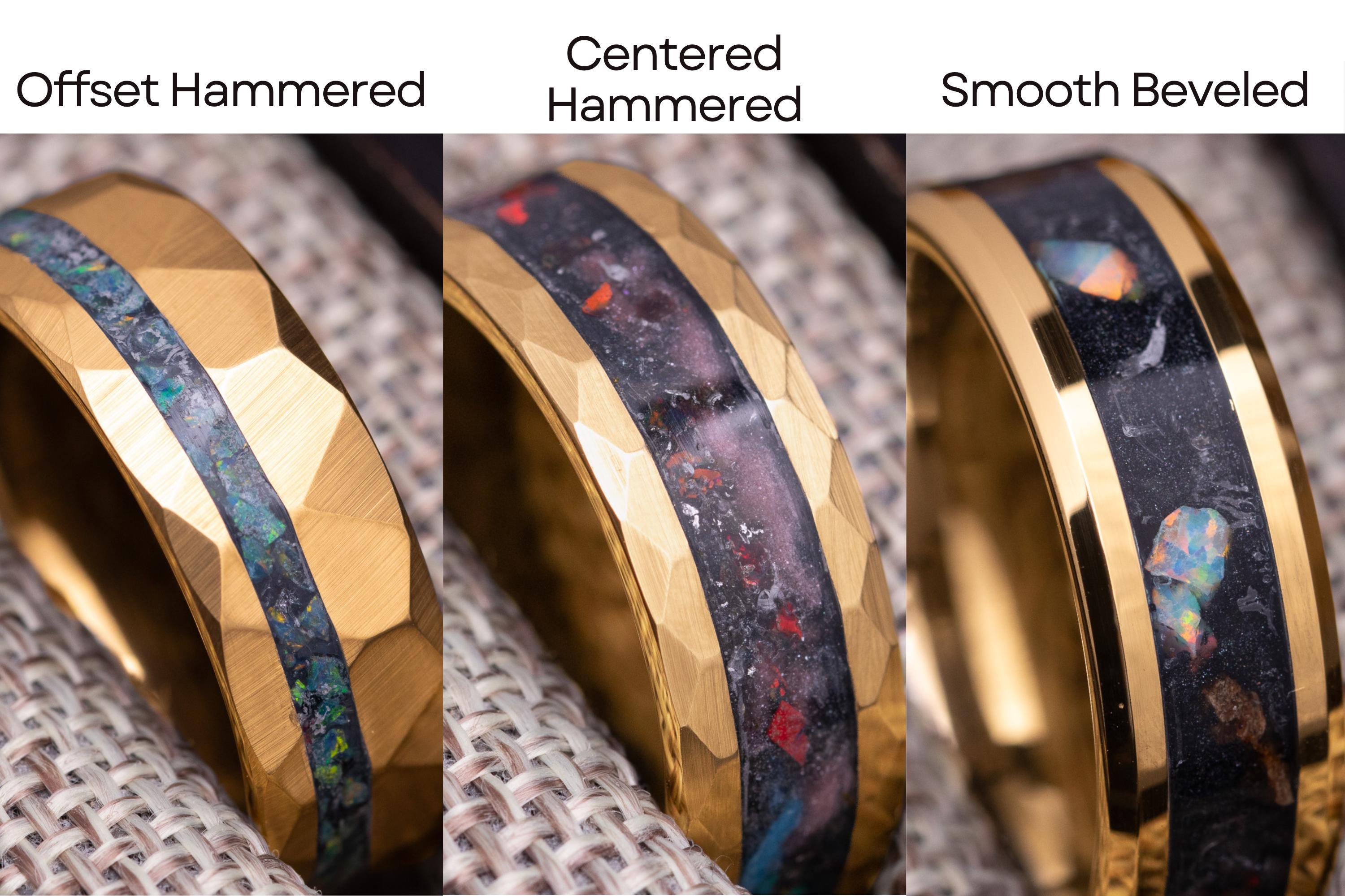 Yellow Gold Tungsten Obsidian Wedding Band, Men's Black & Gold Ring ...