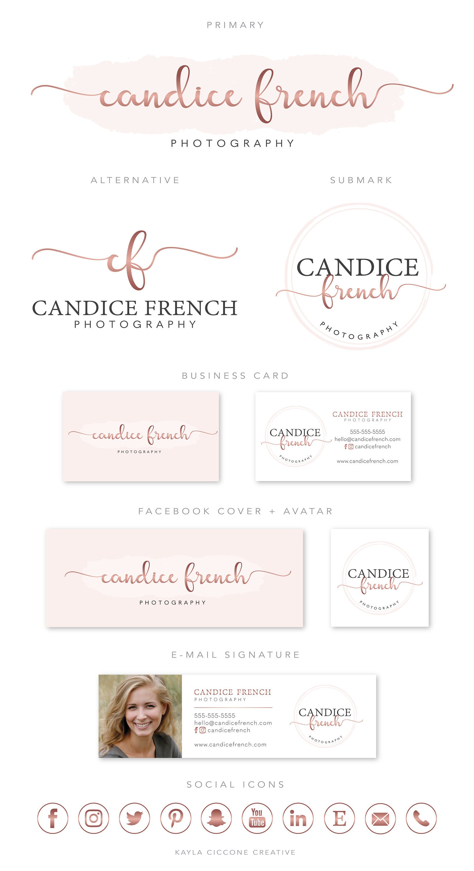 Graphic Design Paper Round Logo Rose Gold Event Planner Logo Signature ...