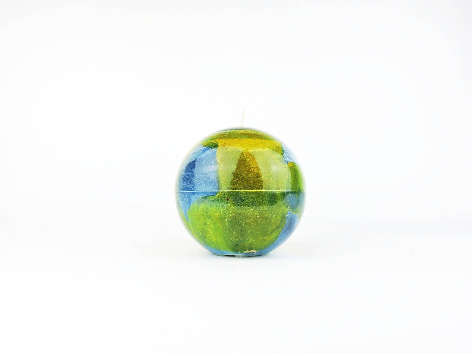Ocean Blue/ Yellow-green Sphere Calypso Candle - Handcrafted/handmade ...