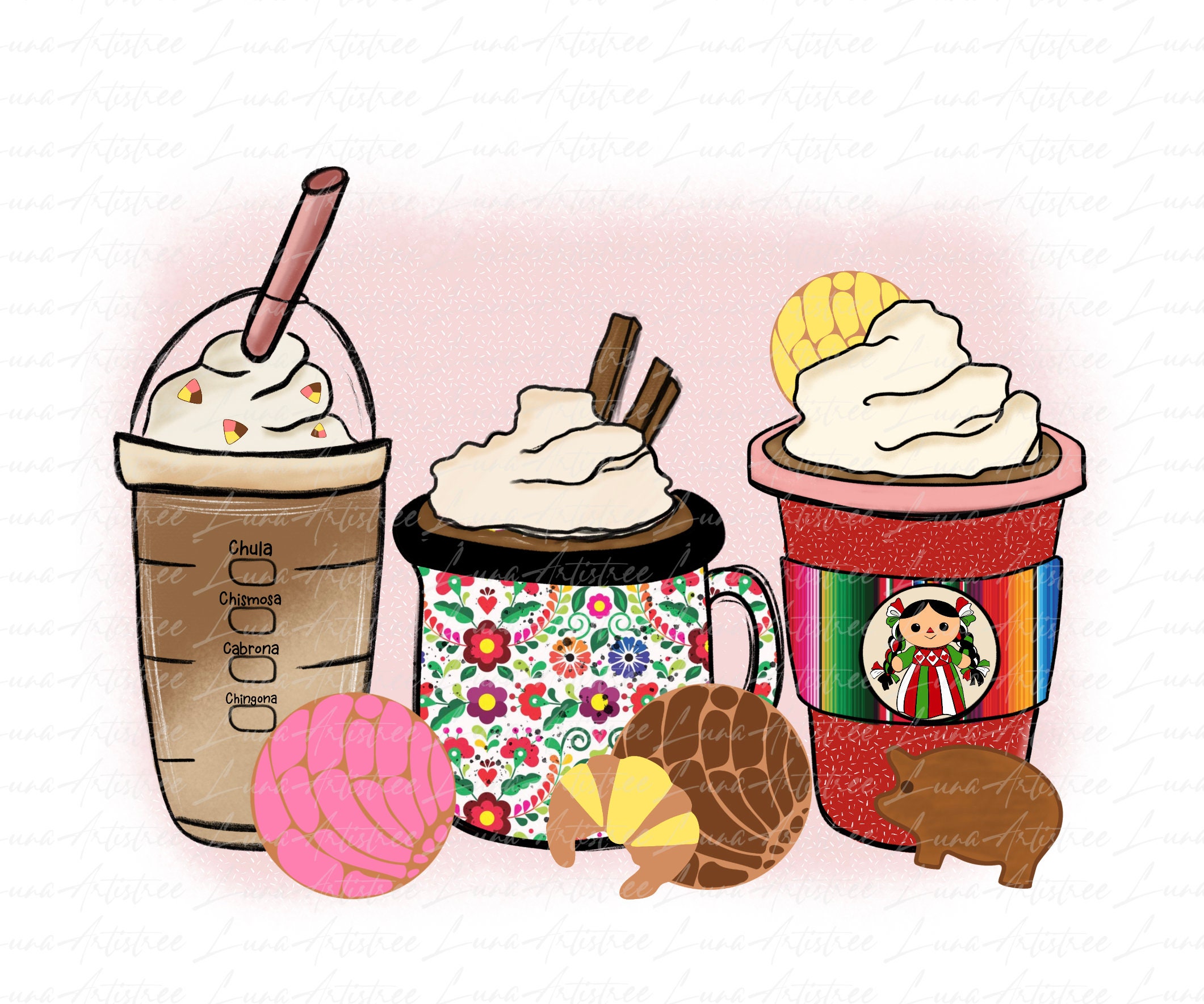 Cafecito Y Chisme Latte PNG Sublimation Design Handrawn - Etsy