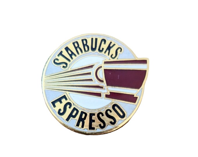 1980s Early STARBUCKS ESPRESSO PIN Coffee Enamel Brooch Seattle ...