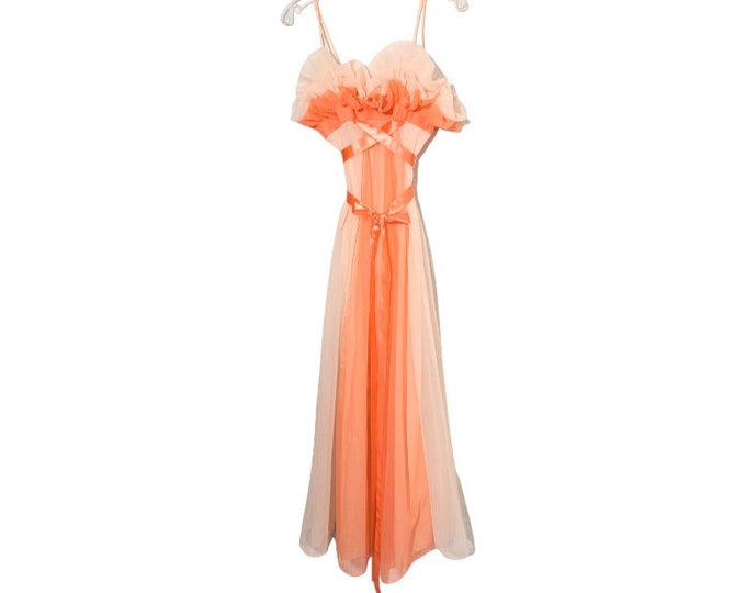 60s Rare VANITY FAIR NEGLIGEE Xs S Sexiest Frilly Tiered Chiffon ...