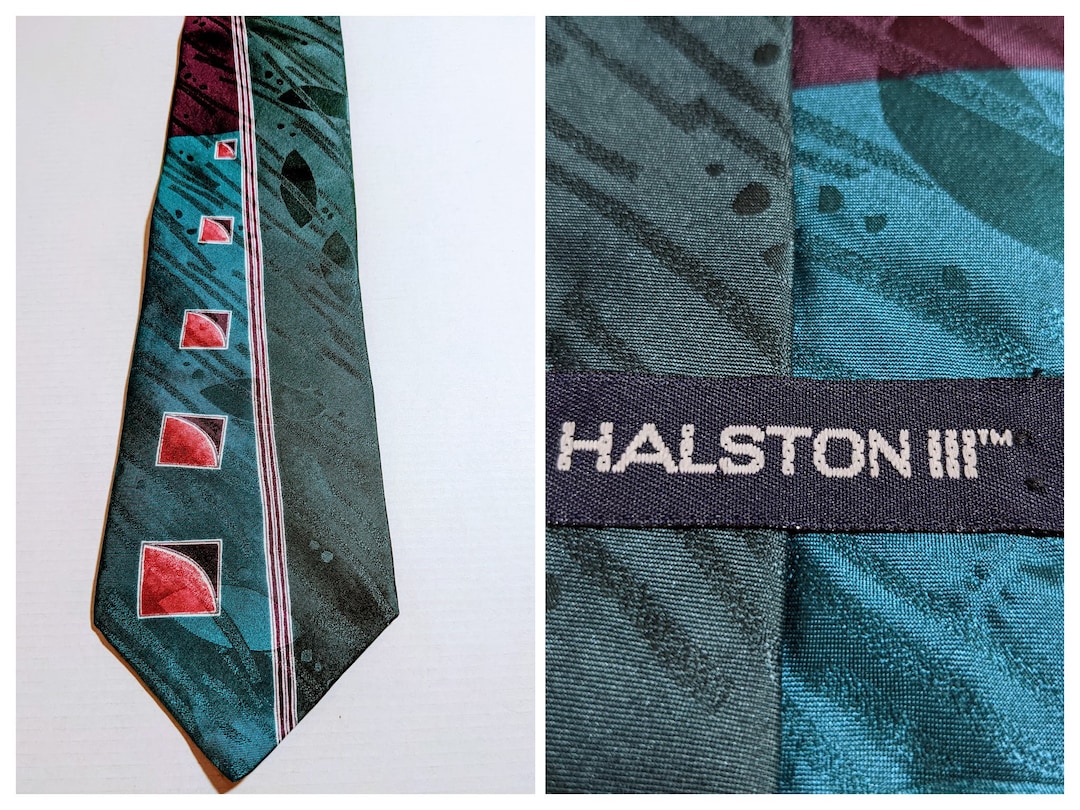 80s HALSTON III Mens Silk Necktie Tie Halston 3 New Wave Jacquard - Etsy