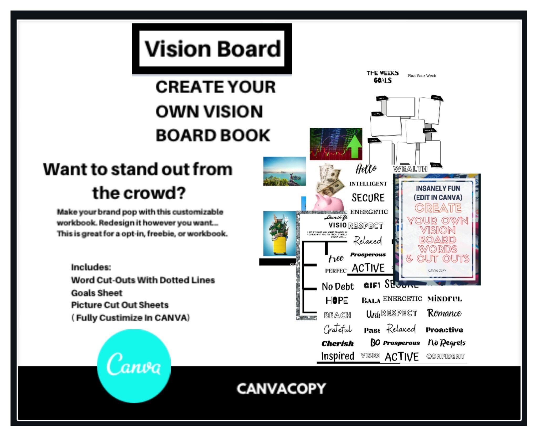 Create Your Own Vision Board Book in Canva - Etsy