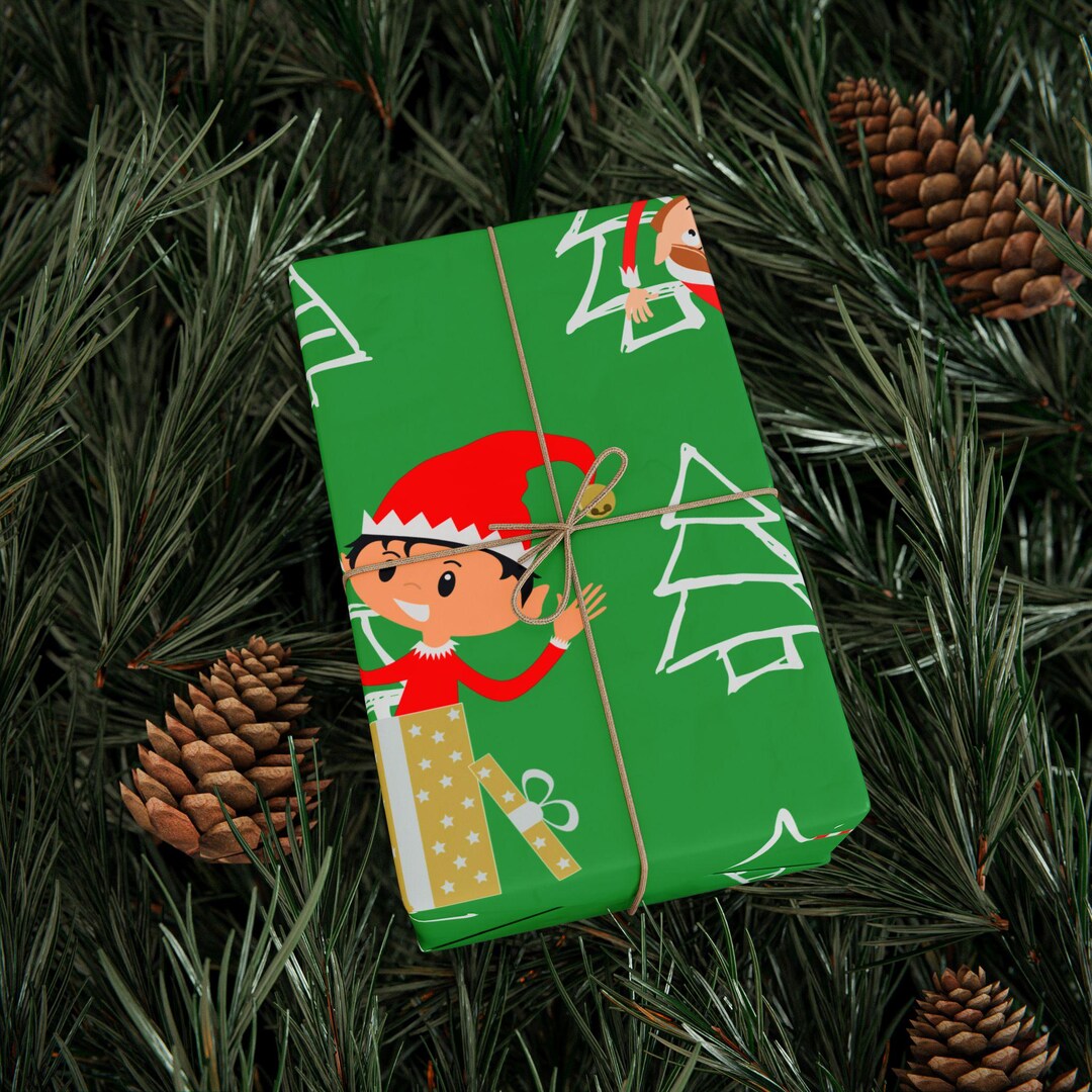 Wrapping Papers Kids Elf Gift Wrap for Christmas Presents, Holiday Gift ...