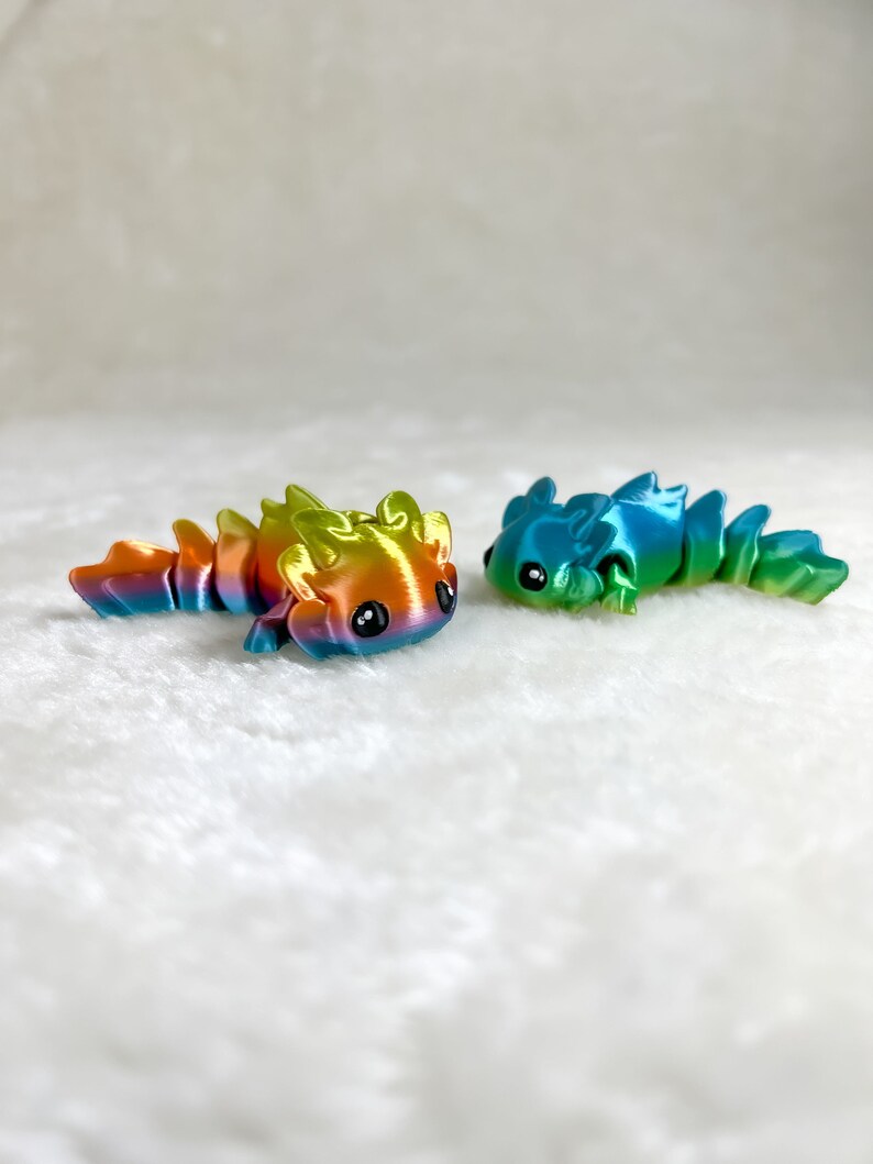 Rainbow Axolotl Mini Desk Buddies, 3d Printed Toys, Desk Animals, Cute ...