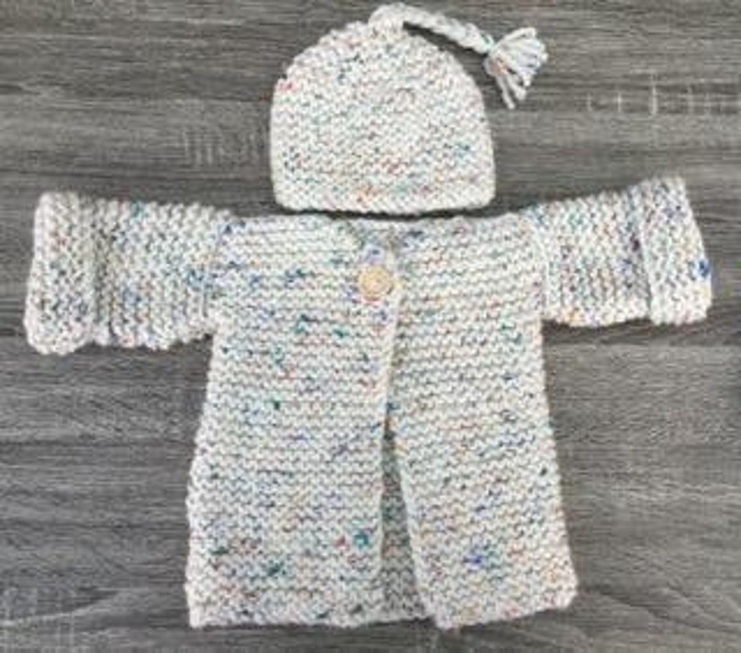 Beginners Super Chunky Baby Cardigan & Hat Knitting Pattern to Fit up ...