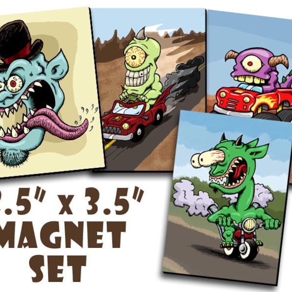 Hot Rod Monster Art - Etsy