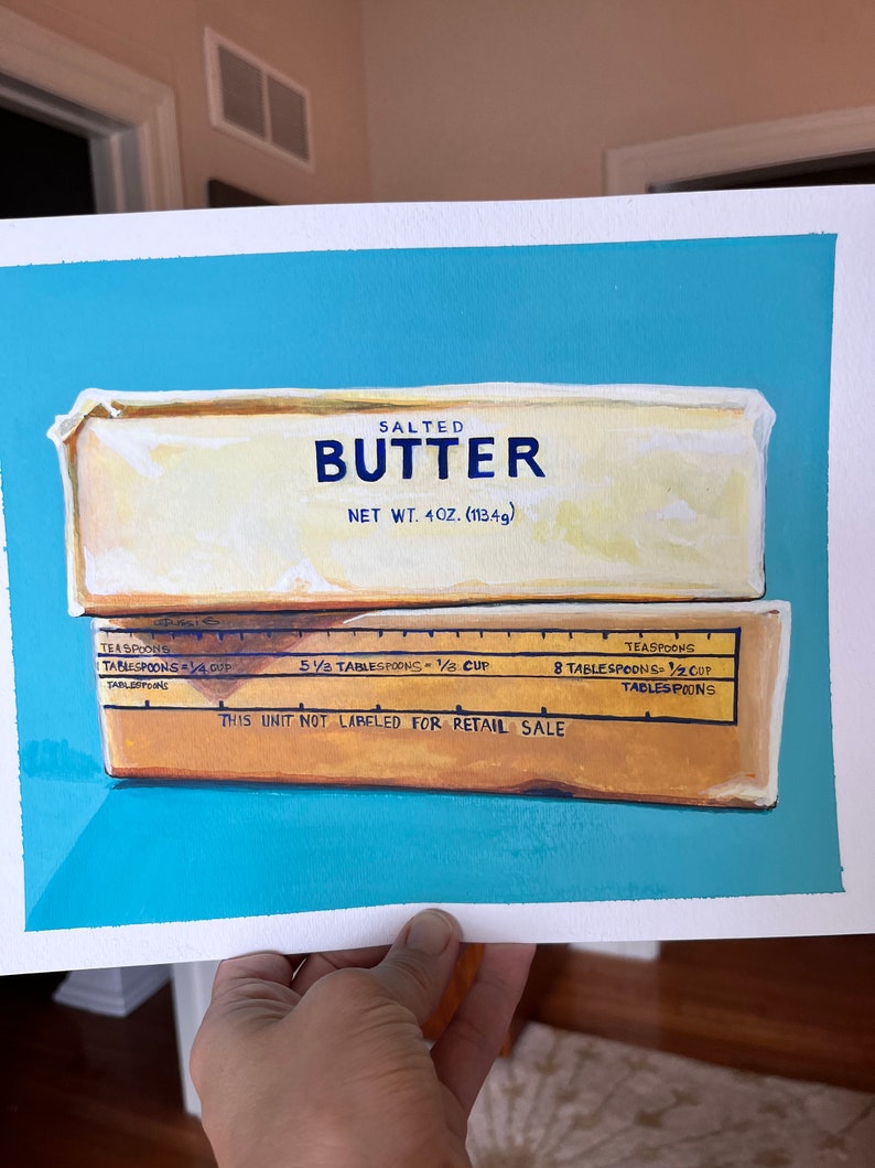 Two Sticks of BUTTER PRINT, Salted Butter Giclee in Wrapper, Funky ...