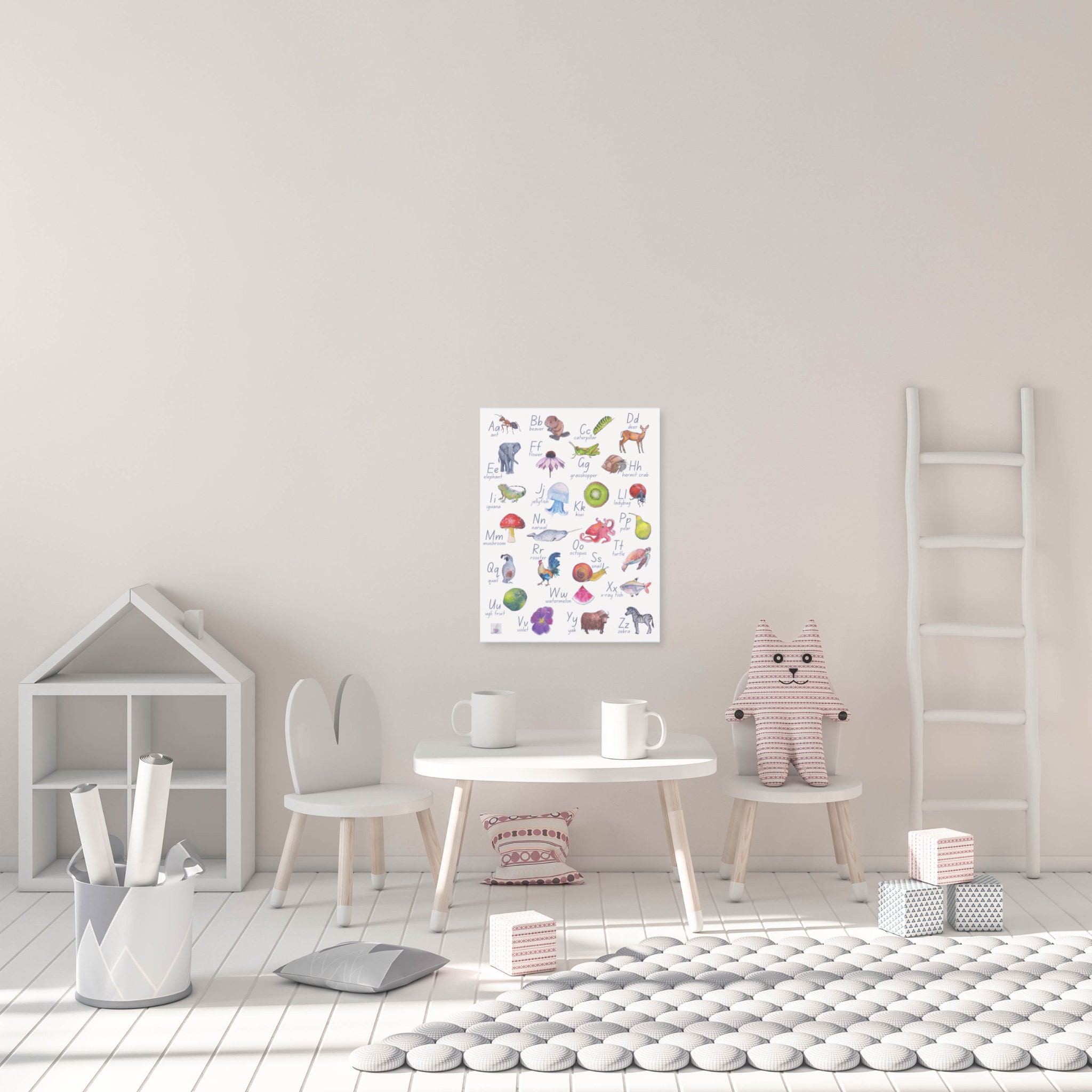 Nature Animals and Objects Alphabet Poster on Canvas, Natural Alphabet ...