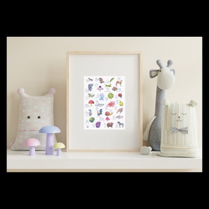 Nature Animals and Objects Alphabet Watercolor Art DIGITAL FILES POSTER ...