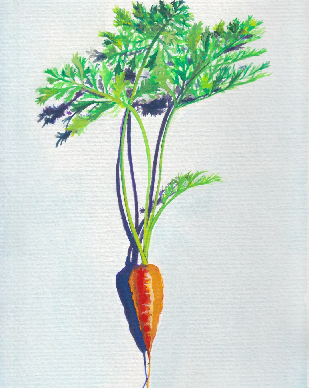 Carrot With Greens Original Painting | Root Vegetable Art | Kitchen ...