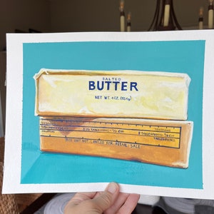 Two Sticks of BUTTER PRINT, Salted Butter Giclee in Wrapper, Funky ...