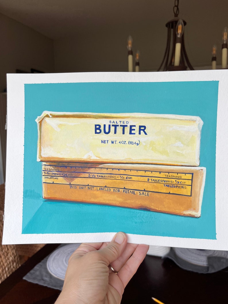 Two Sticks of BUTTER PRINT, Salted Butter Giclee in Wrapper, Funky ...