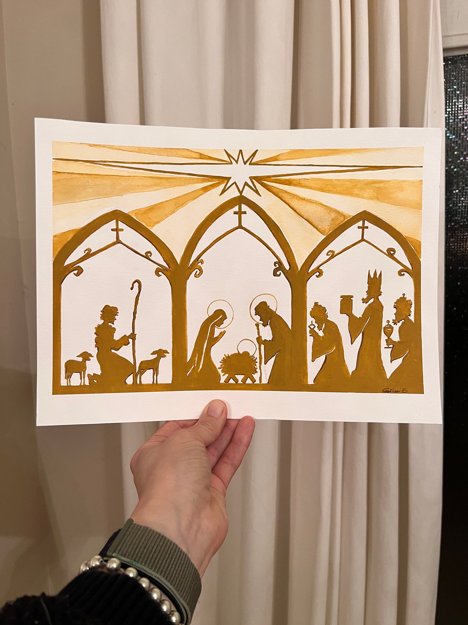 Nativity PRINT | Creche Christmas Scene | Christian Jesus Birth | 8x12 ...