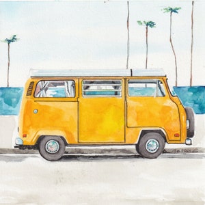Vintage VW Bus Original Painting Beach Surfer Art Camper - Etsy