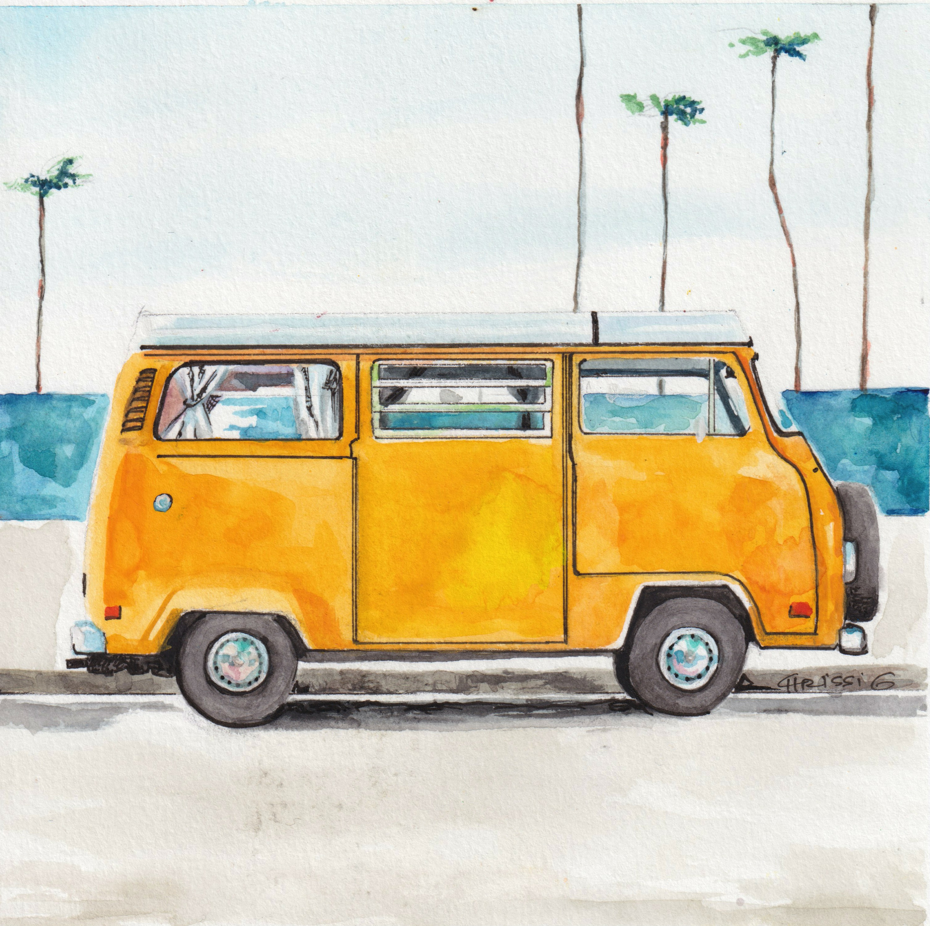 Vintage VW Bus Original Painting Beach Surfer Art Camper - Etsy