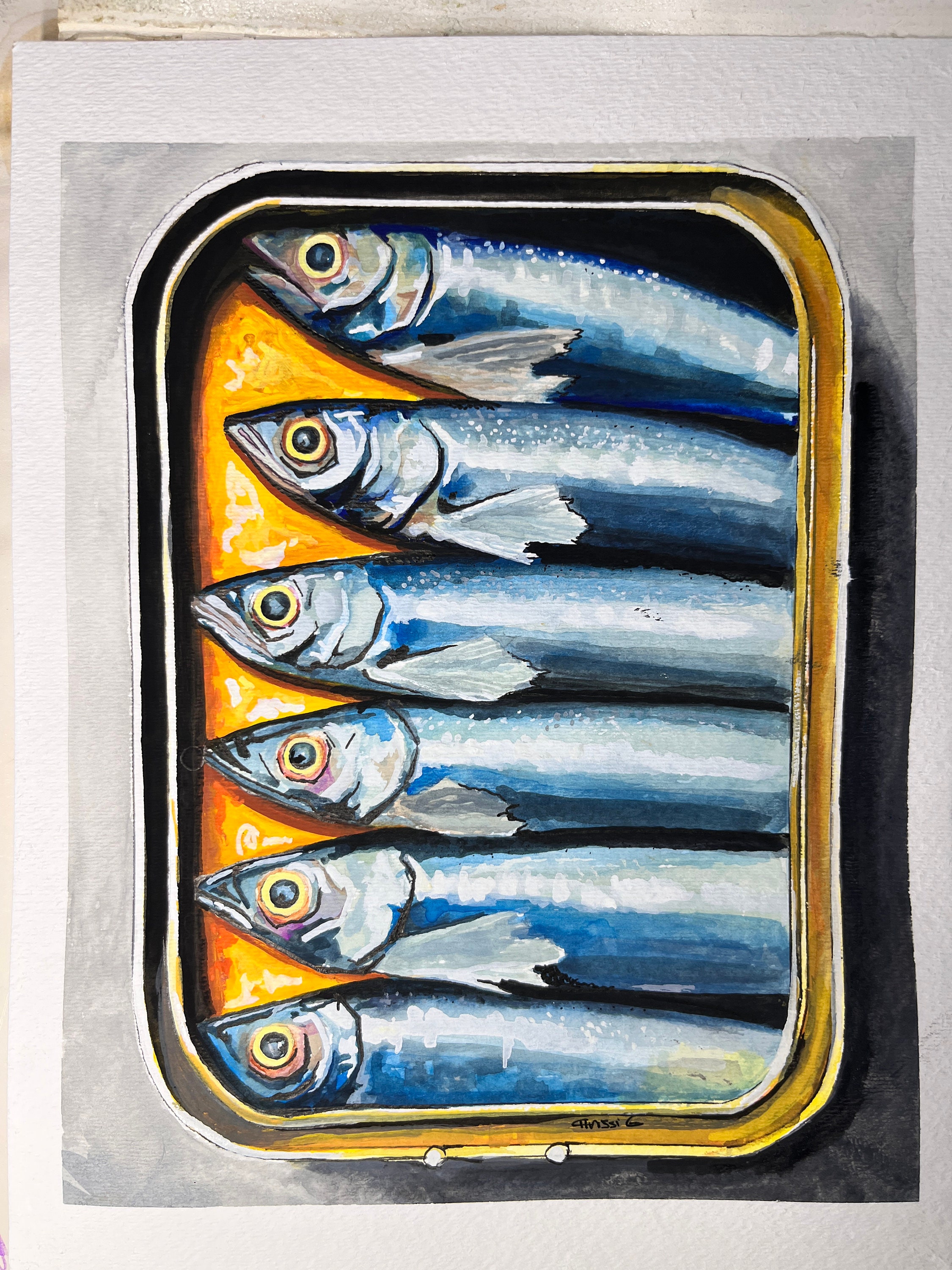 Sardines in a Can PRINT, Simple Art Fish POSTER, Sardine Fish Art ...