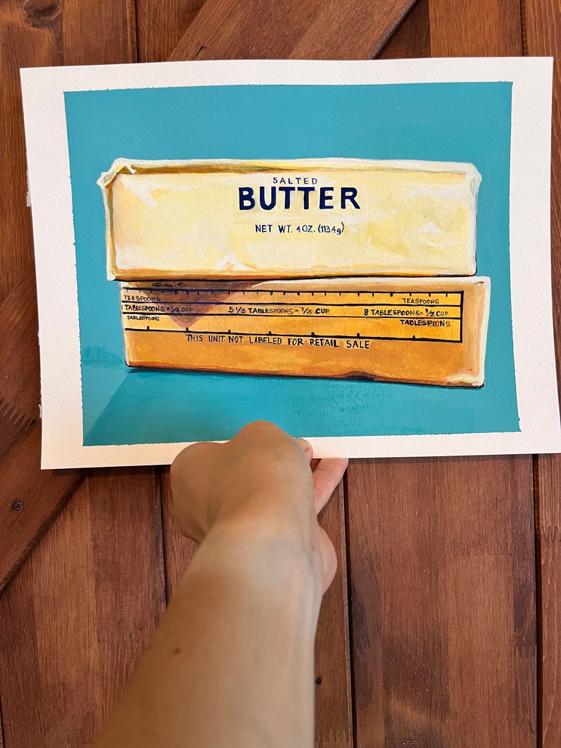 Two Sticks Of Butter Print Salted Butter Giclee In Wrapper Etsy