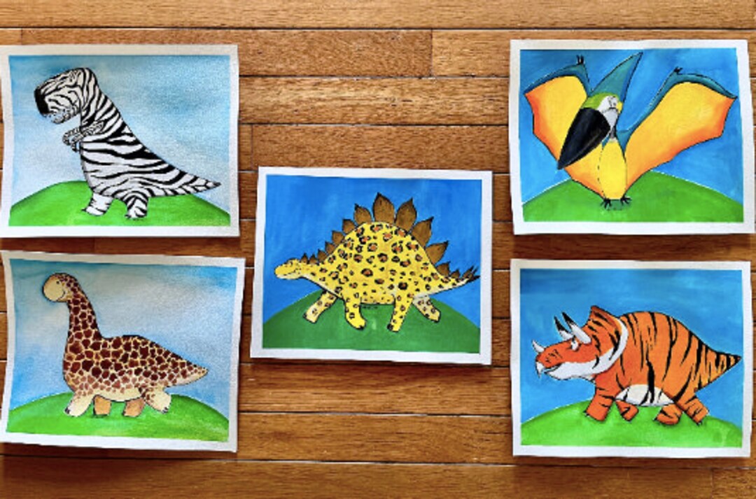 Dinosaur Tiger Giraffe Leopard Bird Zebra Print Print/high Quality ...