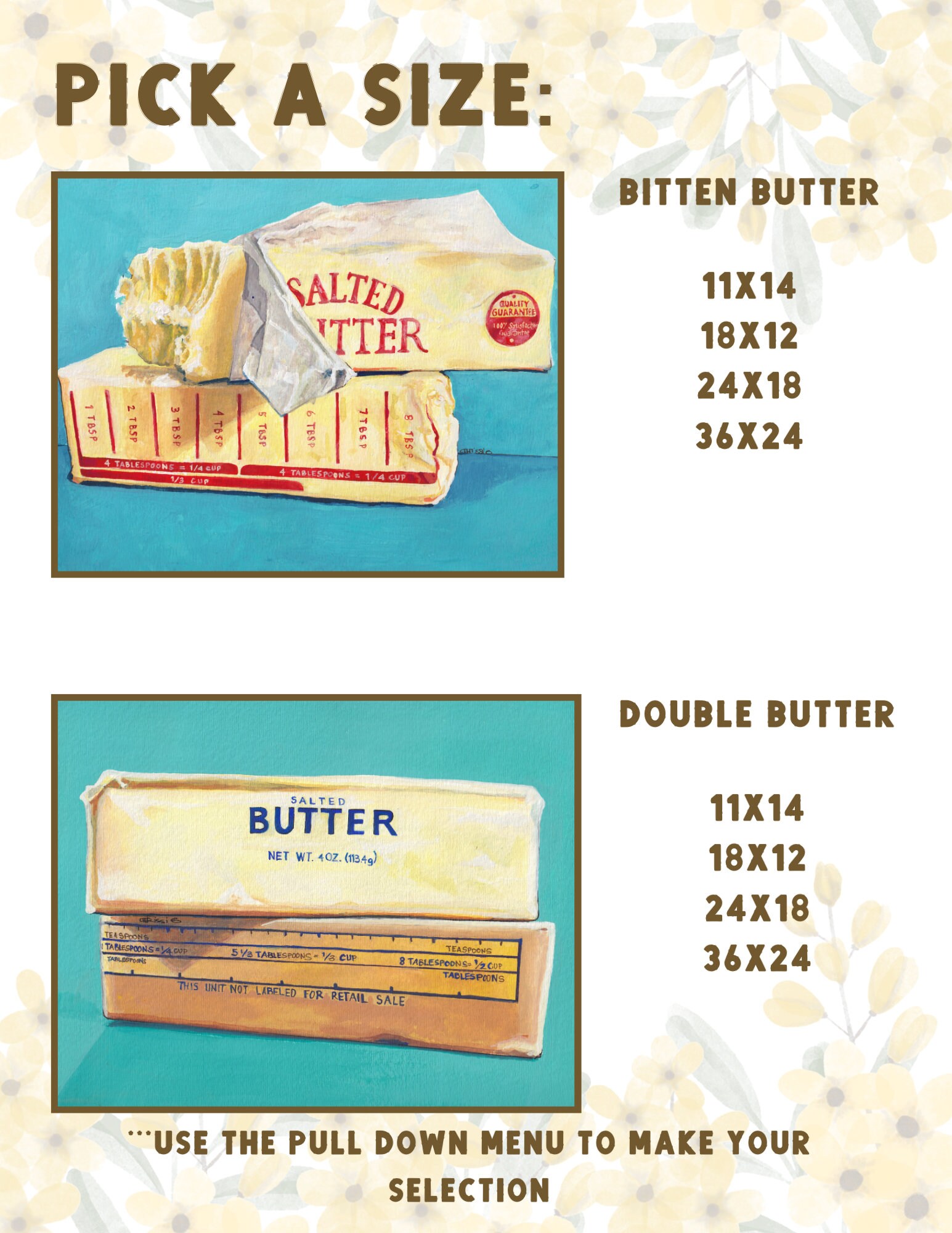 X-large POSTER BUTTER Sticks, Salted Butter Bite POSTER in Wrapper ...
