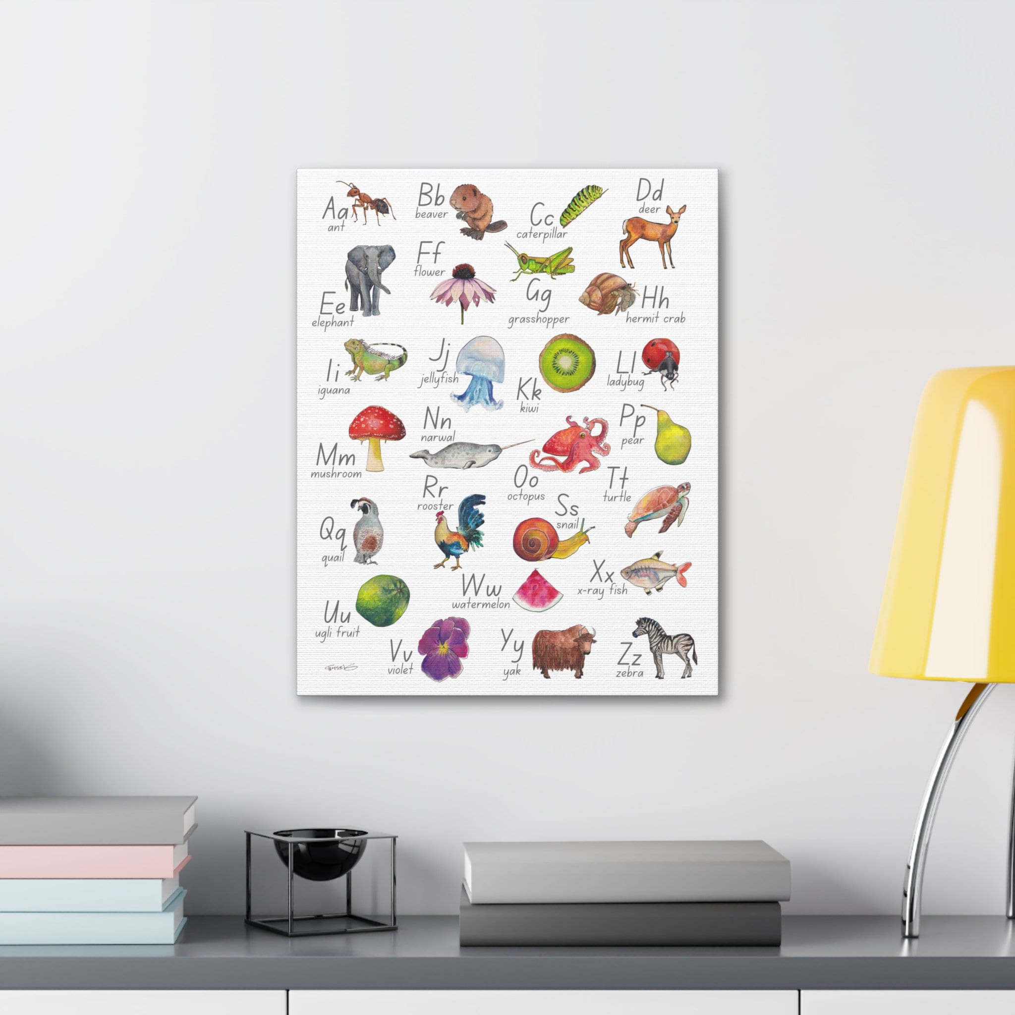 Nature Animals and Objects Alphabet Poster on Canvas, Natural Alphabet ...