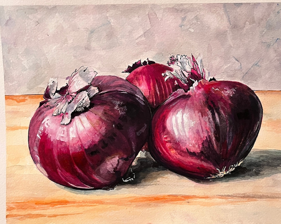 Three RED Onions Still Life High Quality PRINT, Onions Art Poster ...