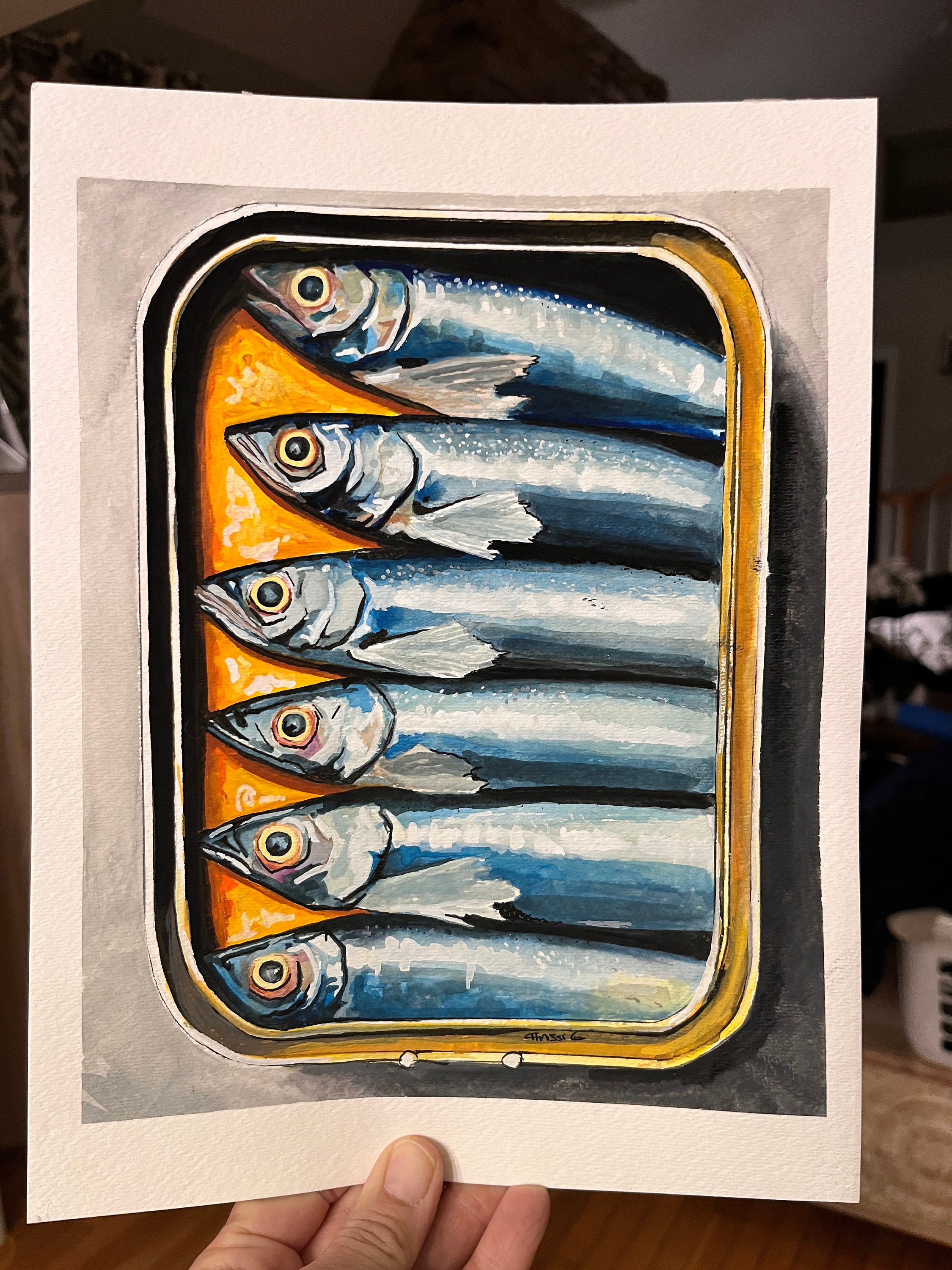 Sardines in a Can PRINT, Simple Art Fish POSTER, Sardine Fish Art ...