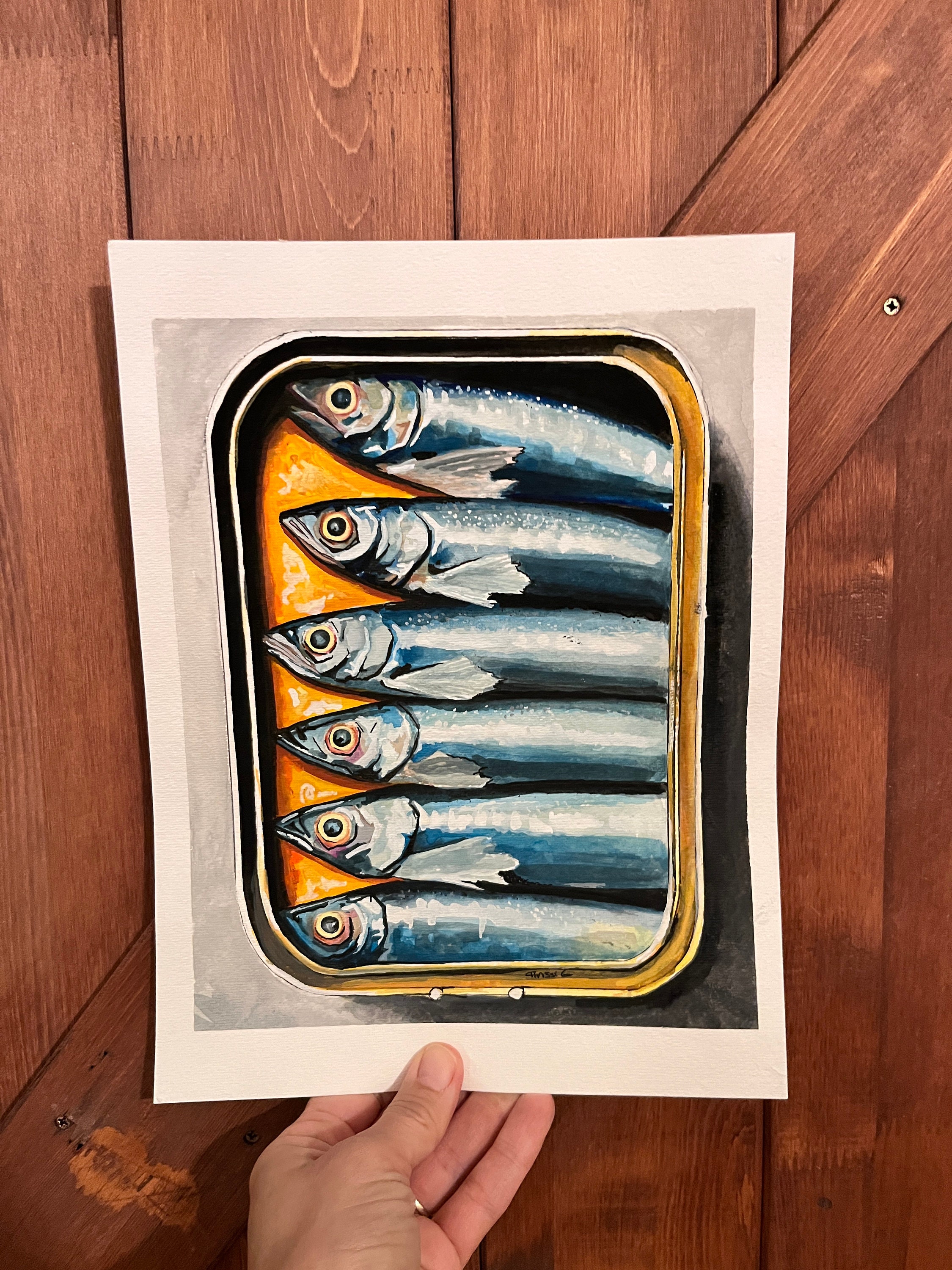 Sardines in a Can PRINT, Simple Art Fish POSTER, Sardine Fish Art ...
