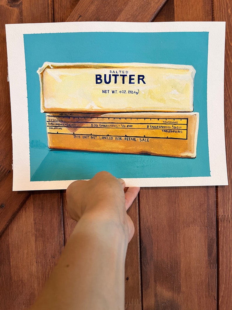 Two Sticks of BUTTER PRINT, Salted Butter Giclee in Wrapper, Funky ...