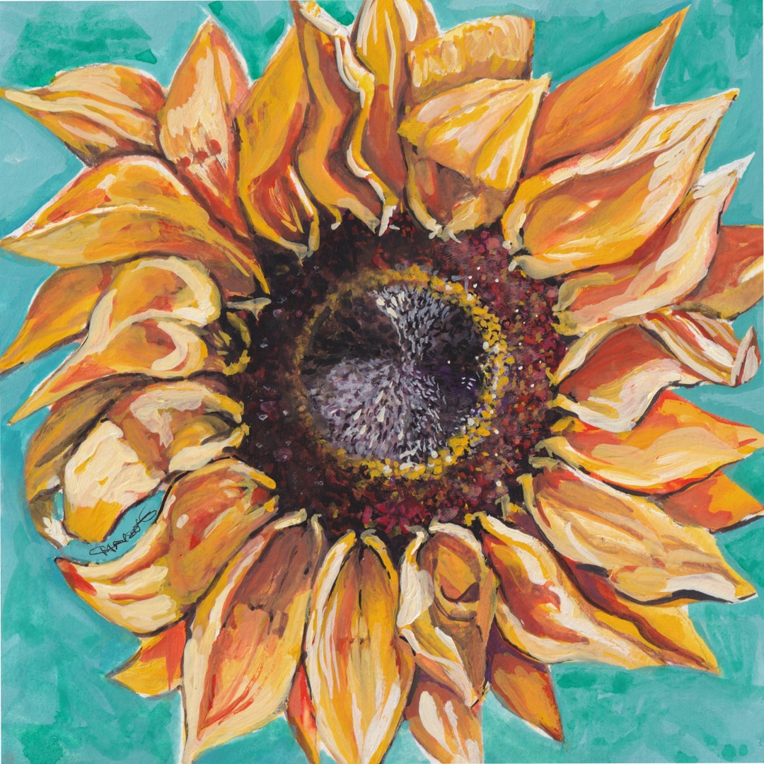 Sunflower Original Watercolor/gouache Painting - Etsy