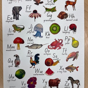 Nature Animals and Objects Alphabet Watercolor Art DIGITAL FILES POSTER ...
