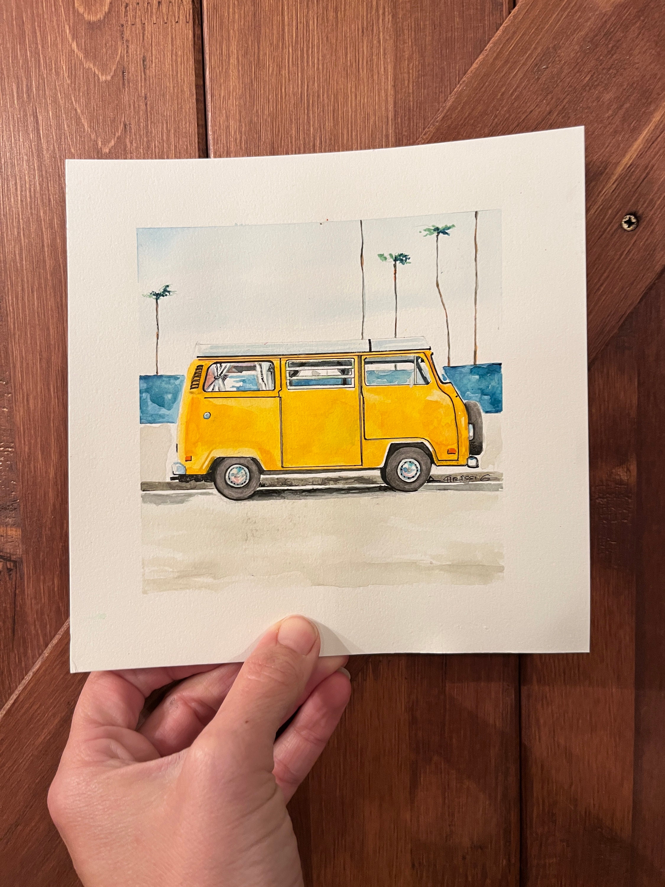 Vintage VW Bus Original Painting Beach Surfer Art Camper - Etsy