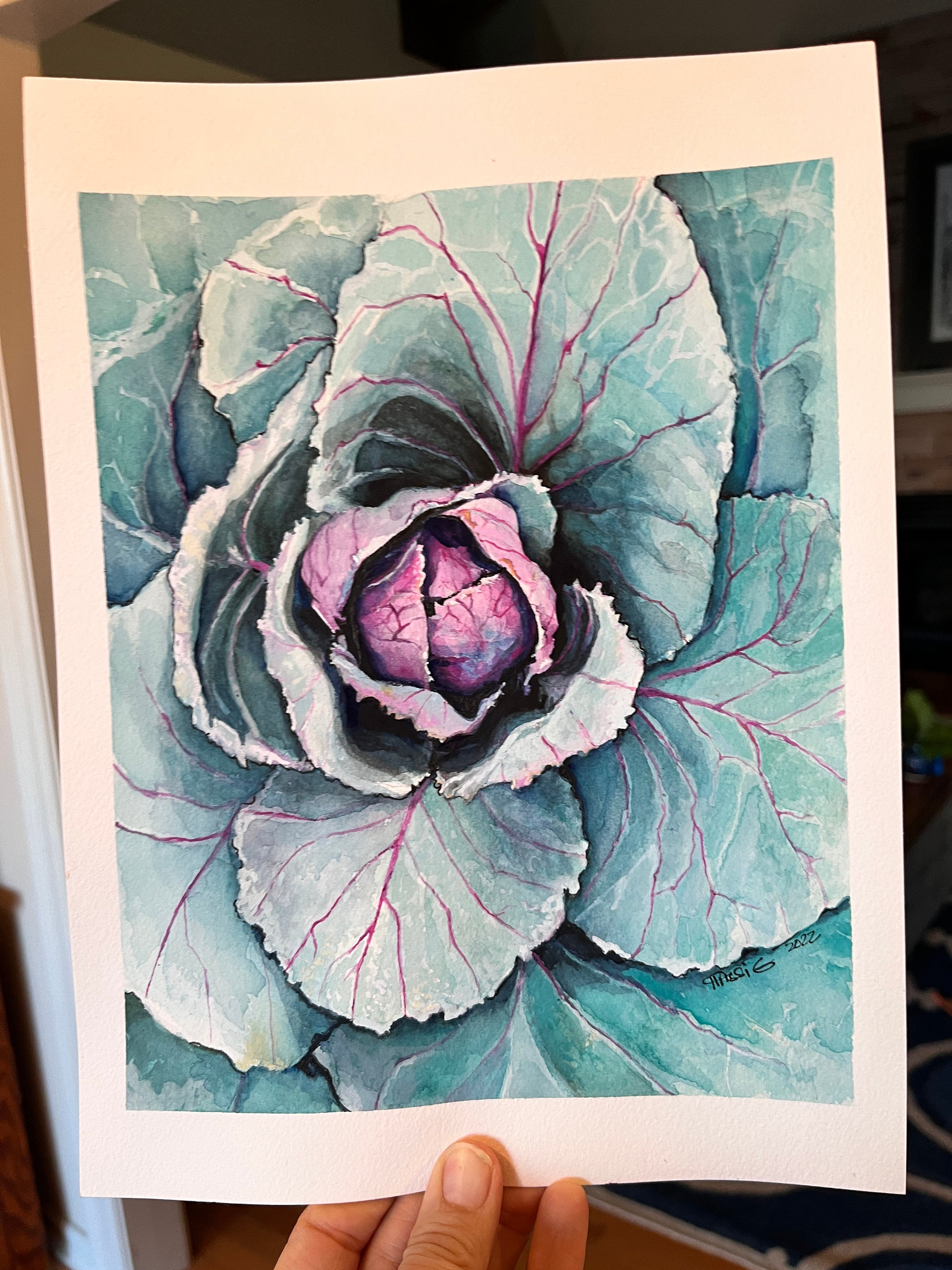 Cabbage PRINT | Red Cabbage Art | Botanical Giclee | 8x10 - Etsy