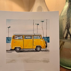 Vintage VW Bus Original Painting Beach Surfer Art Camper - Etsy
