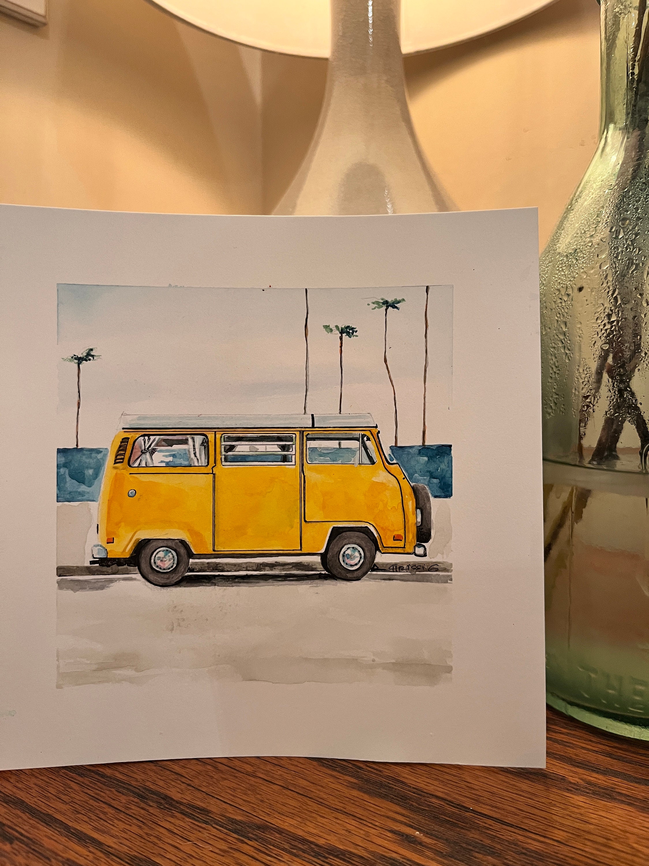 Vintage VW Bus Original Painting Beach Surfer Art Camper - Etsy