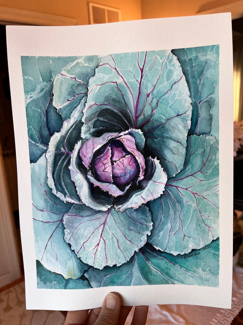 Cabbage PRINT | Red Cabbage Art | Botanical Giclee | 8x10 - Etsy