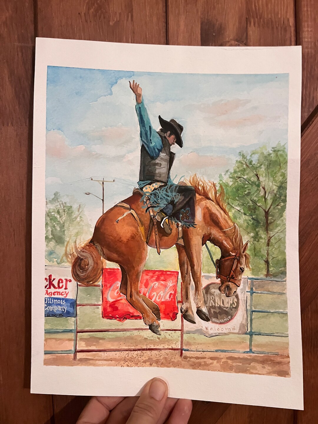 Rodeo Horse Show Bucking Bronco Cowboy PRINT, Wild Mustang Horse Giclee ...