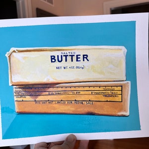 Two Sticks of BUTTER PRINT, Salted Butter Giclee in Wrapper, Funky ...
