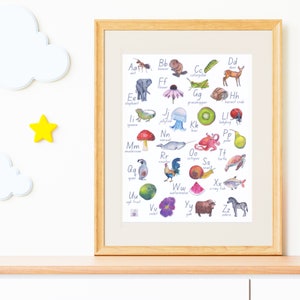 Nature Animals and Objects Alphabet Watercolor Art DIGITAL FILES POSTER ...
