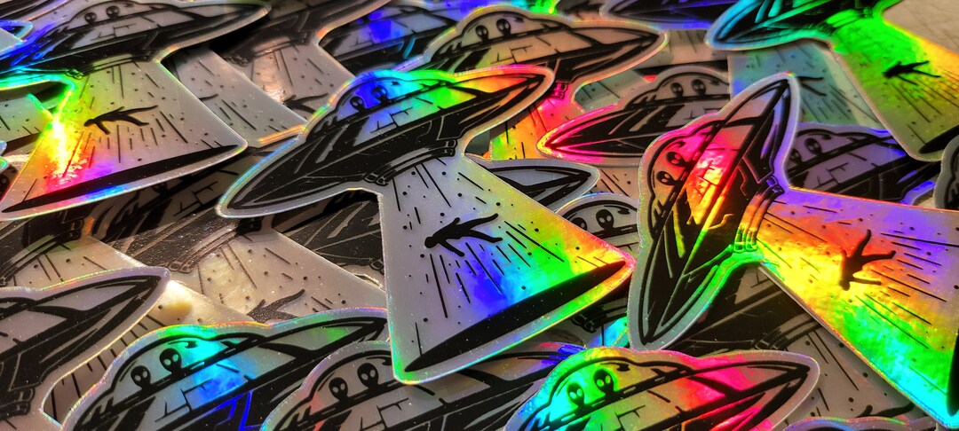 Alien Abduction Holographic Sticker - Etsy