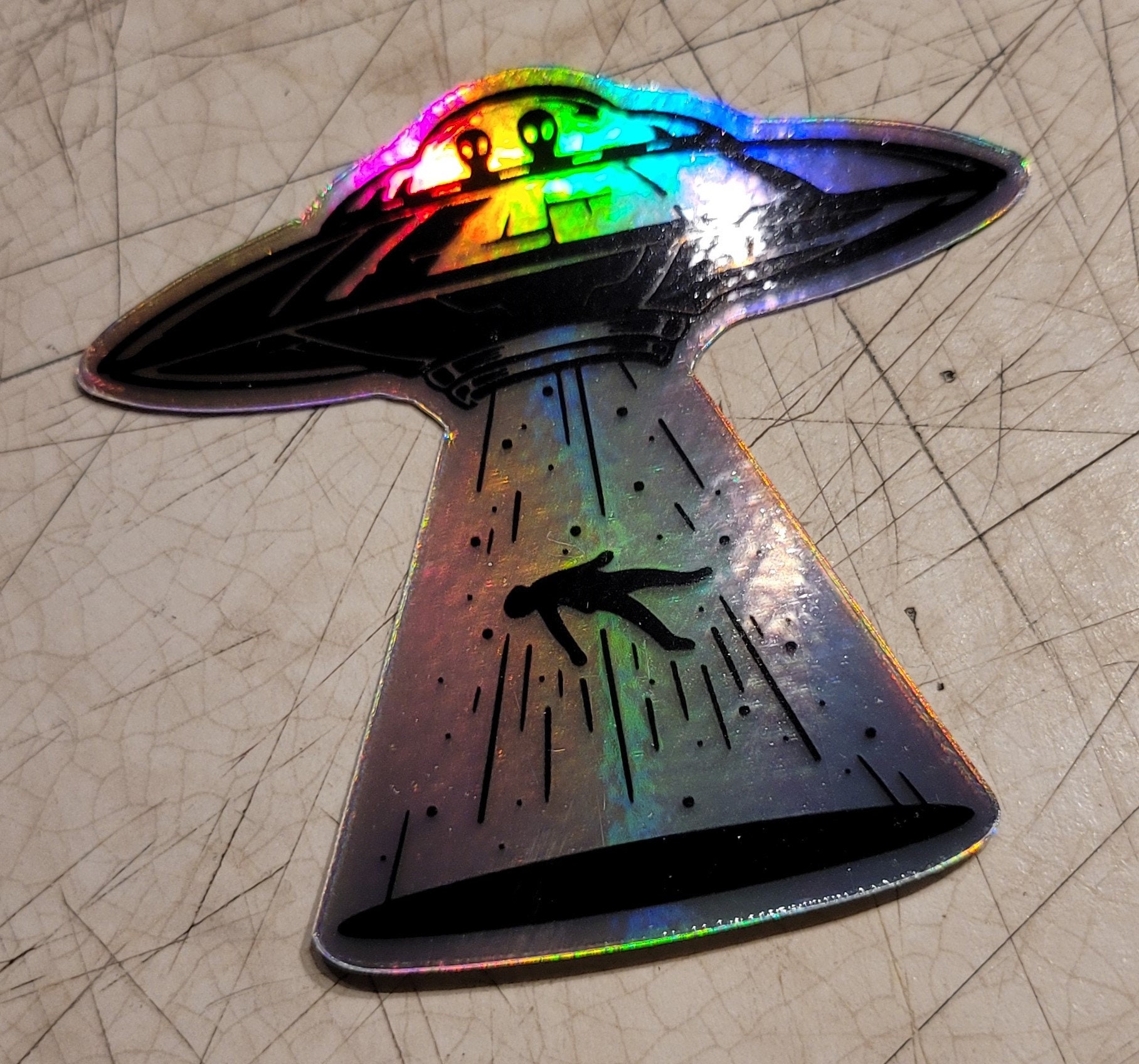Alien Abduction Holographic Sticker | Etsy
