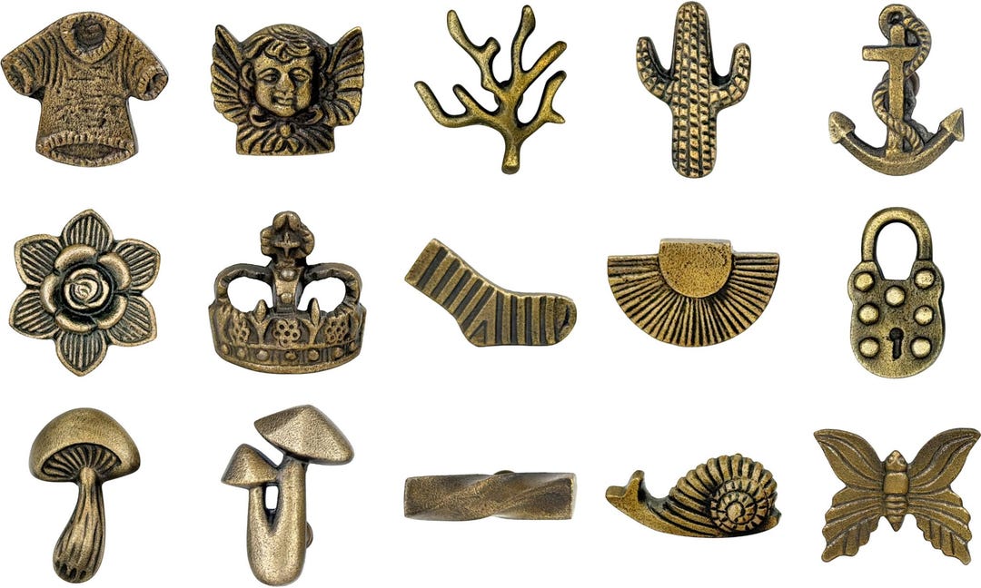 Handmade Bronze Plant Socks Crown Doll T-shirt Lock Animal Drawer Knobs ...