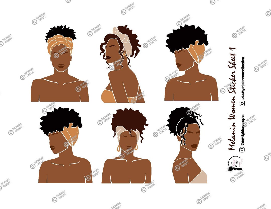 Melanin Women Sticker Sheet 1 Planner Stickers Black Girl Etsy